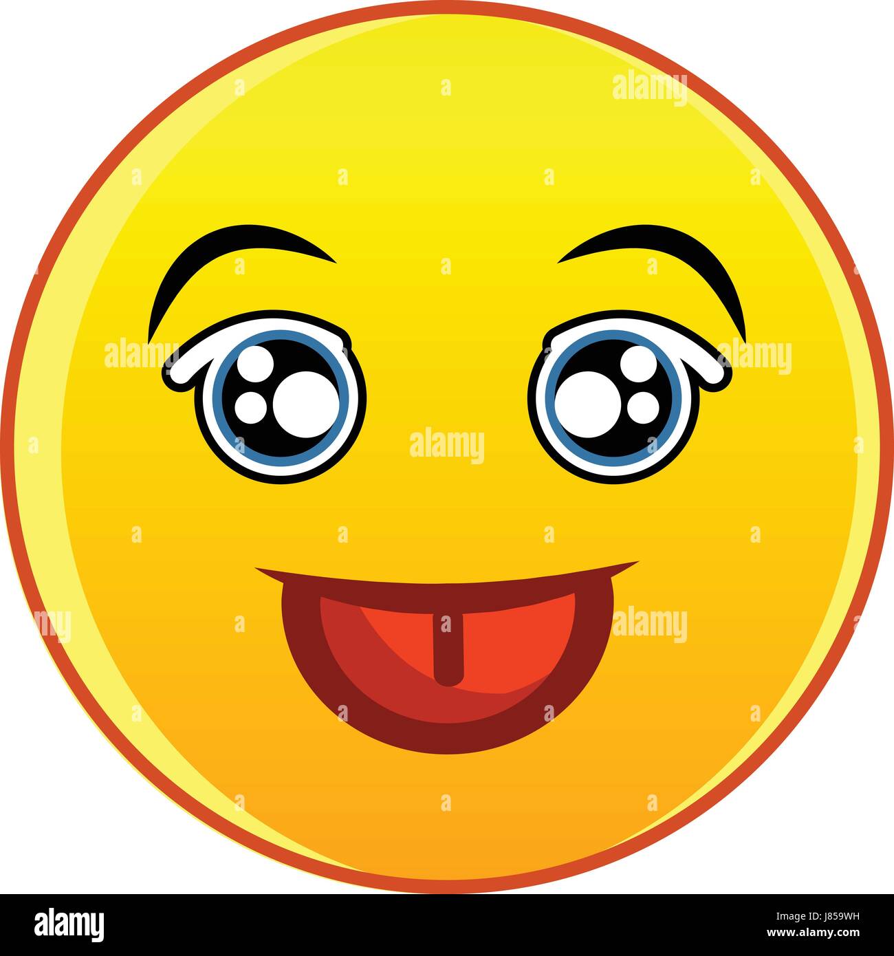 Smiling yellow emoticon icon, cartoon style Stock Vector Image & Art ...