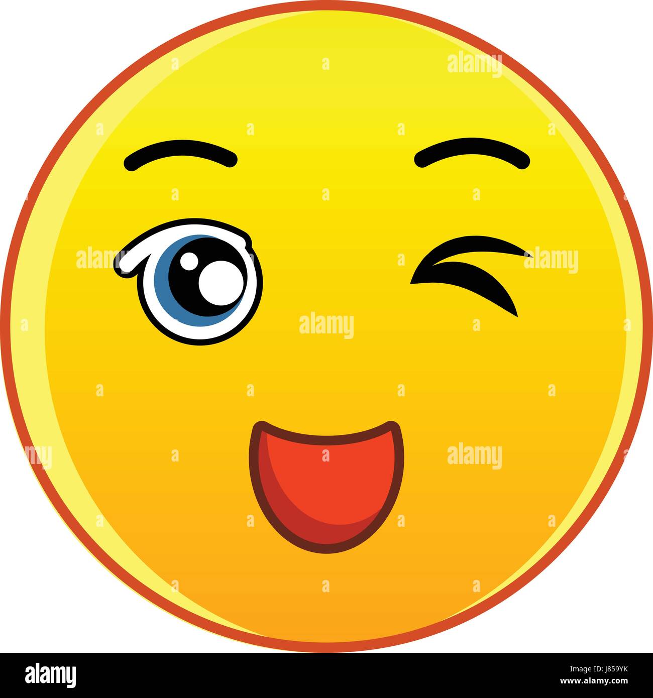 Winking smiling yellow face icon, cartoon style Stock Vector Image ...