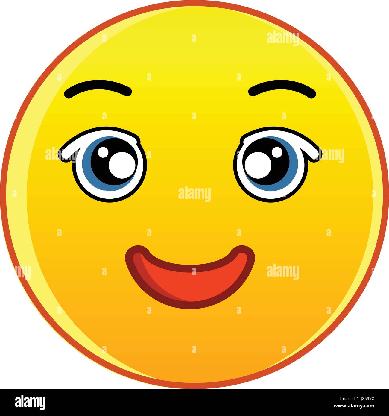 Friendly smiling yellow face icon, cartoon style Stock Vector Image ...