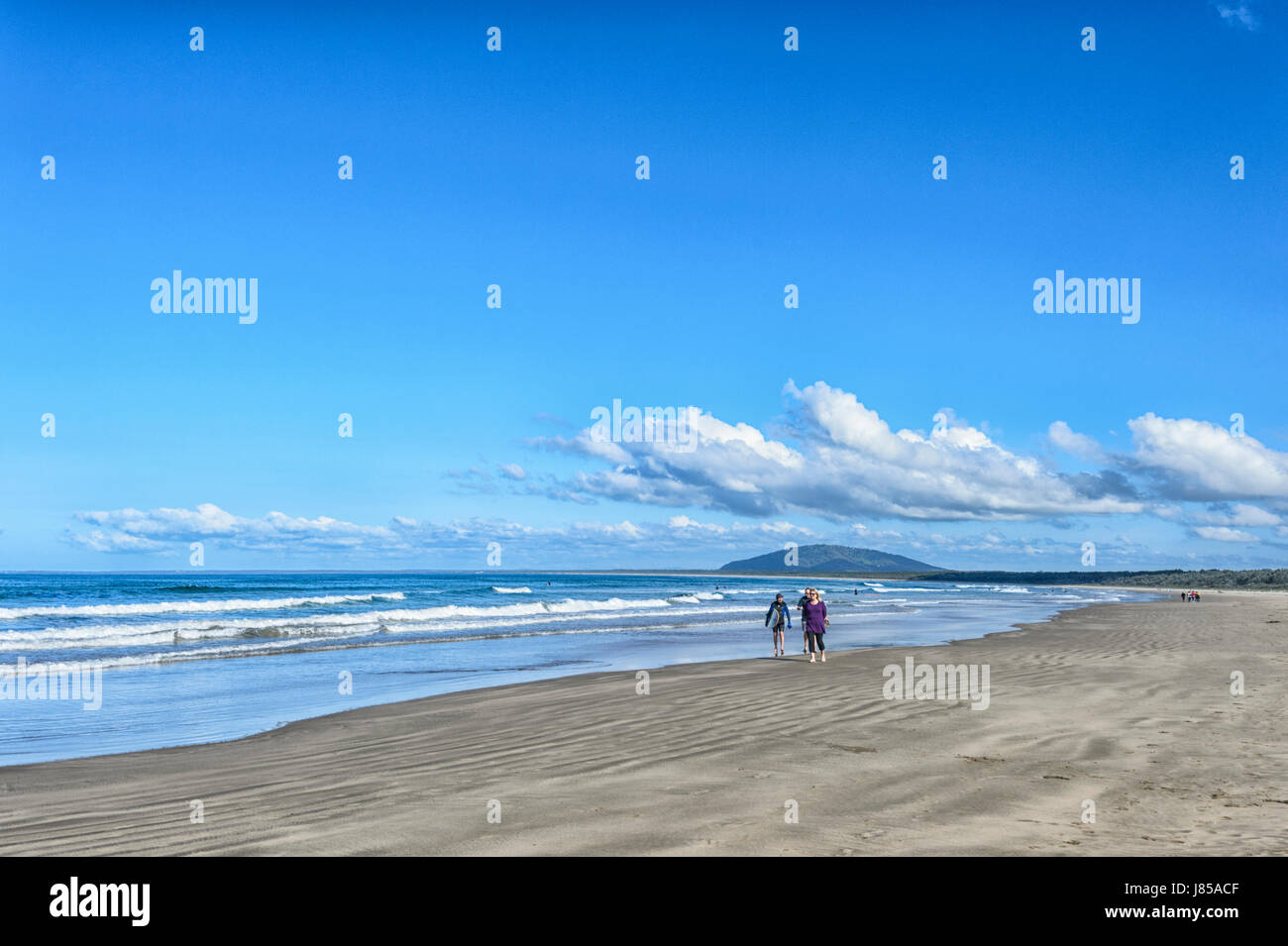 People walking on scenic 7 Mile Beach, Gerroa, New South Wales, NSW ...