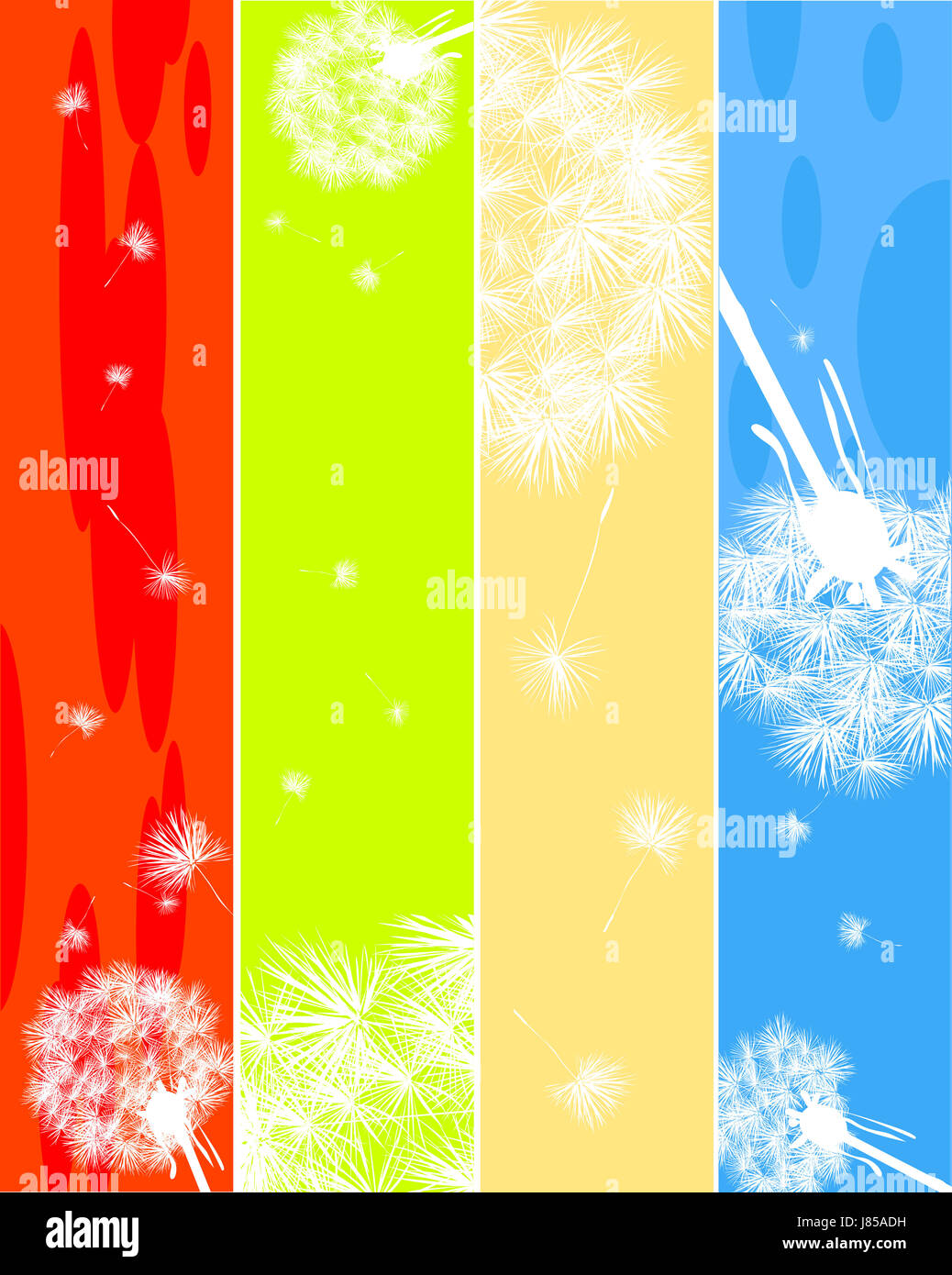 blue green pastel dandelion stalk stem red yellow fly blue leaf object ...