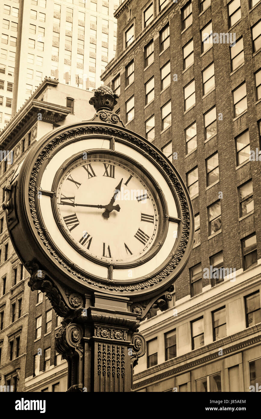 Manhattan Sidewalk Clock at 5th Avenue in New York City (USA). Edited ...