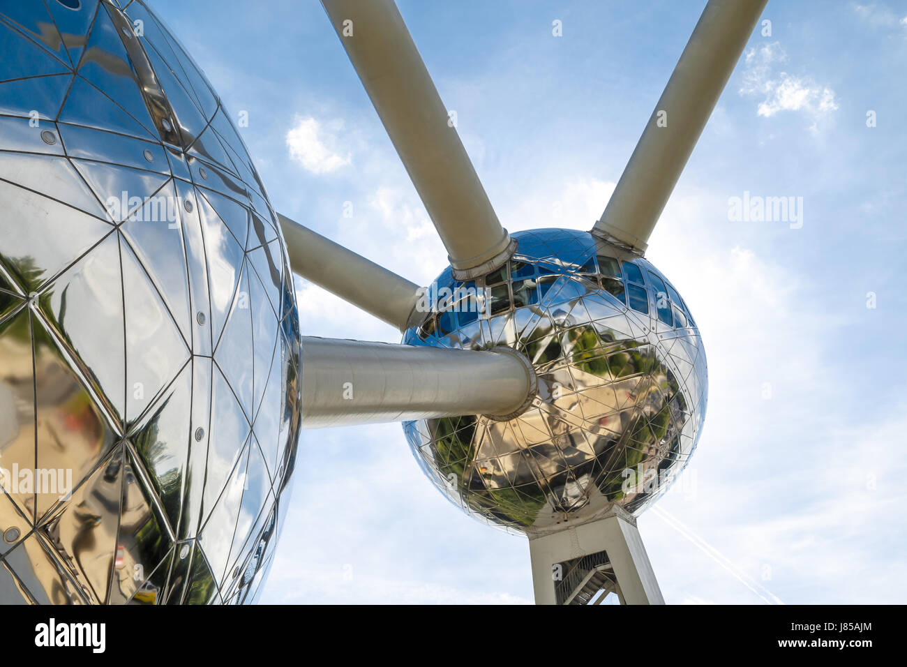 BRUSSELS, BELGIUM - JULY 9, 2016 : Detail view of Atomium structure of ...