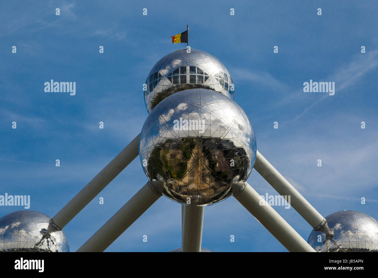BRUSSELS, BELGIUM - JULY 9, 2016 : Detail view of Atomium structure of ...