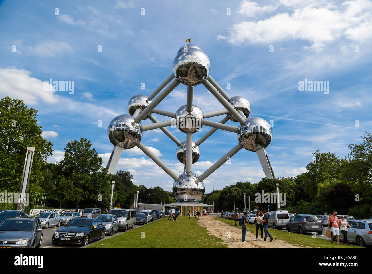 BRUSSELS, BELGIUM - JULY 9, 2016 : Detail view of Atomium structure of ...