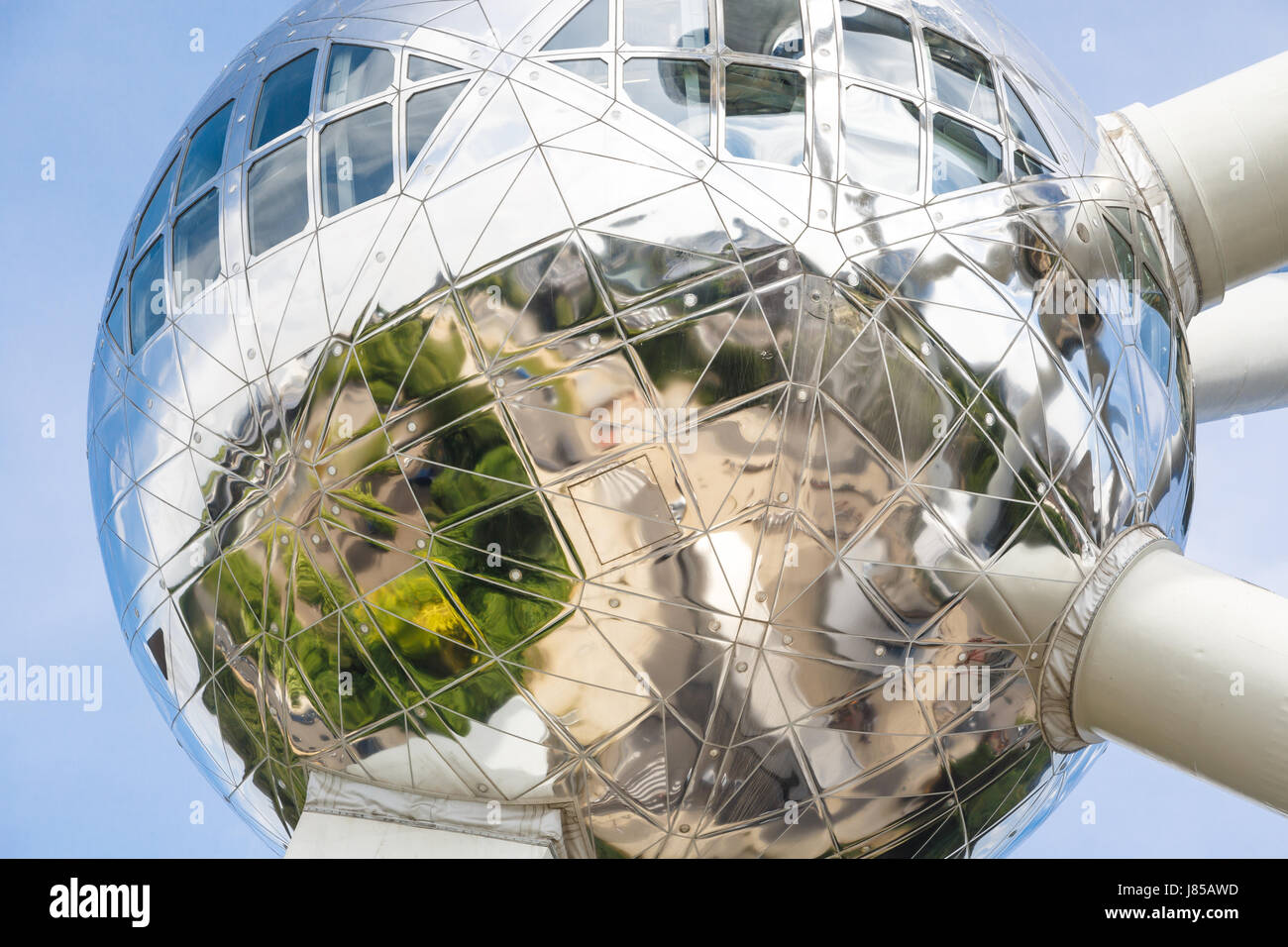 BRUSSELS, BELGIUM - JULY 9, 2016 : Detail view of Atomium structure of ...