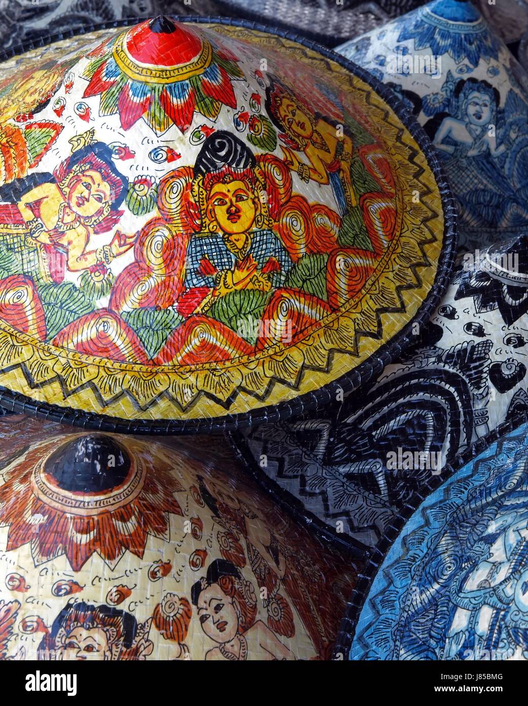 hat bali indonesia traditional headgear fisherman farmer straw colour ...