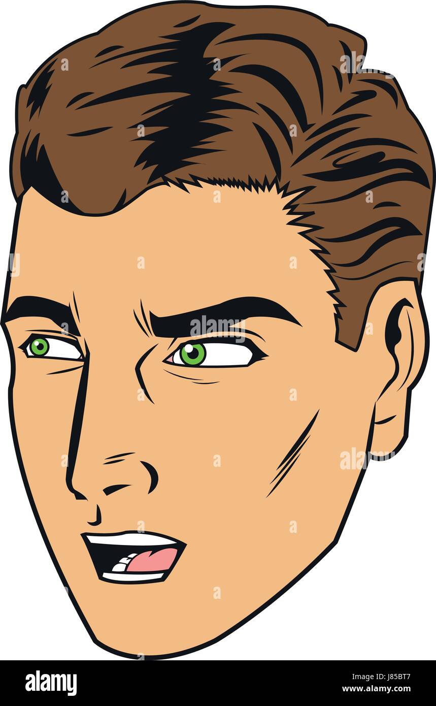 comic face man expression pop art style Stock Vector Image & Art - Alamy