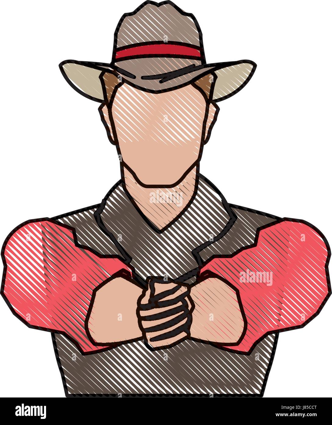 portrait man in cowboy hat. sketch Stock Vector Image & Art - Alamy