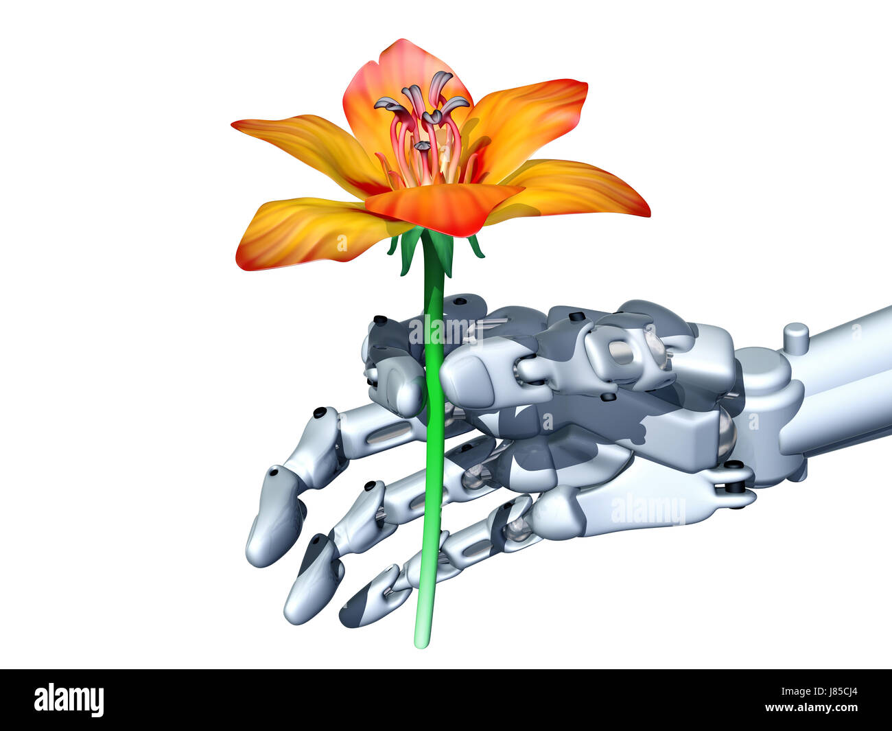 flower plant android humanoid robot automatic machine machine present ...