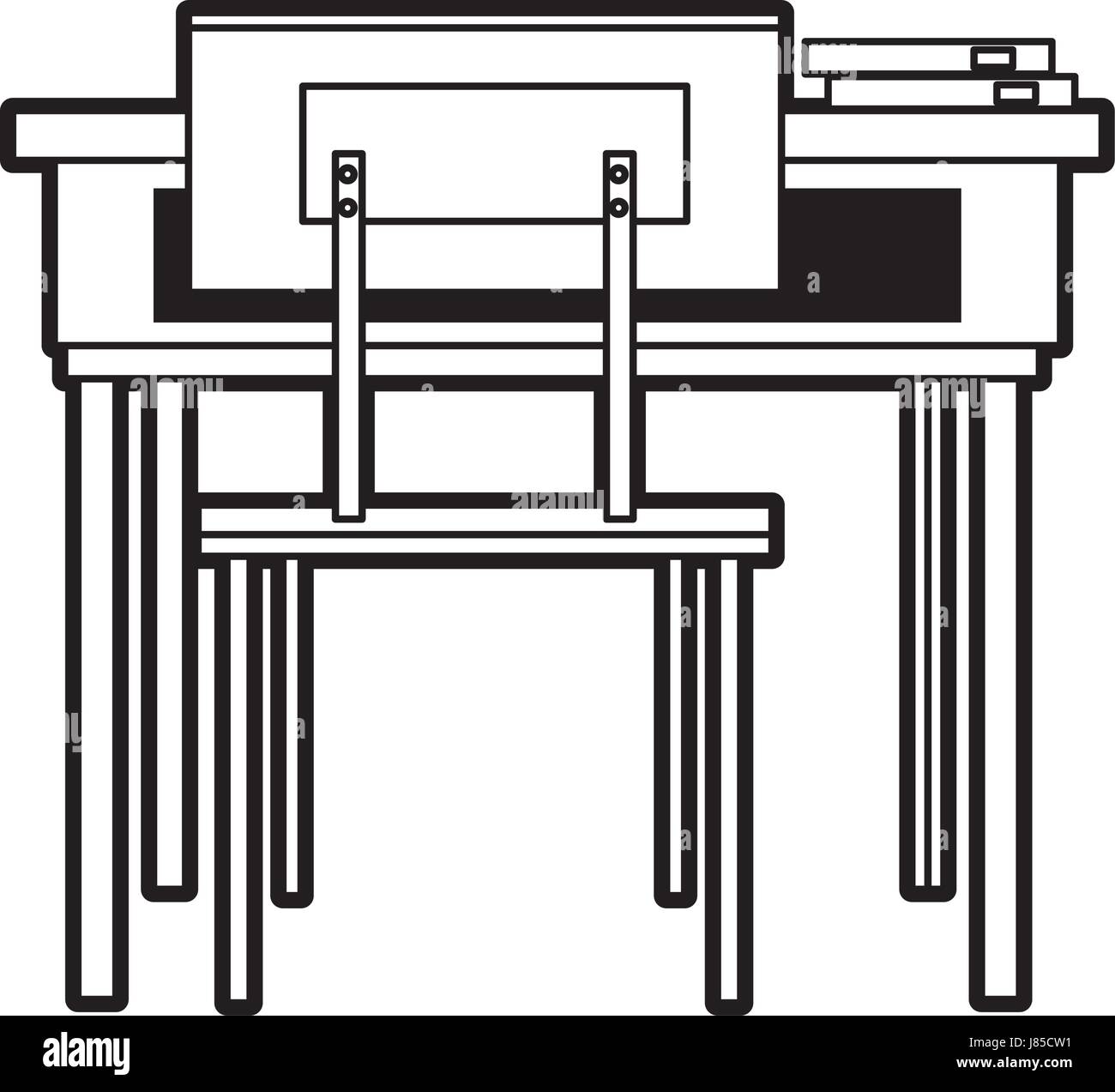 Black wooden study table Stock Vector Images - Alamy