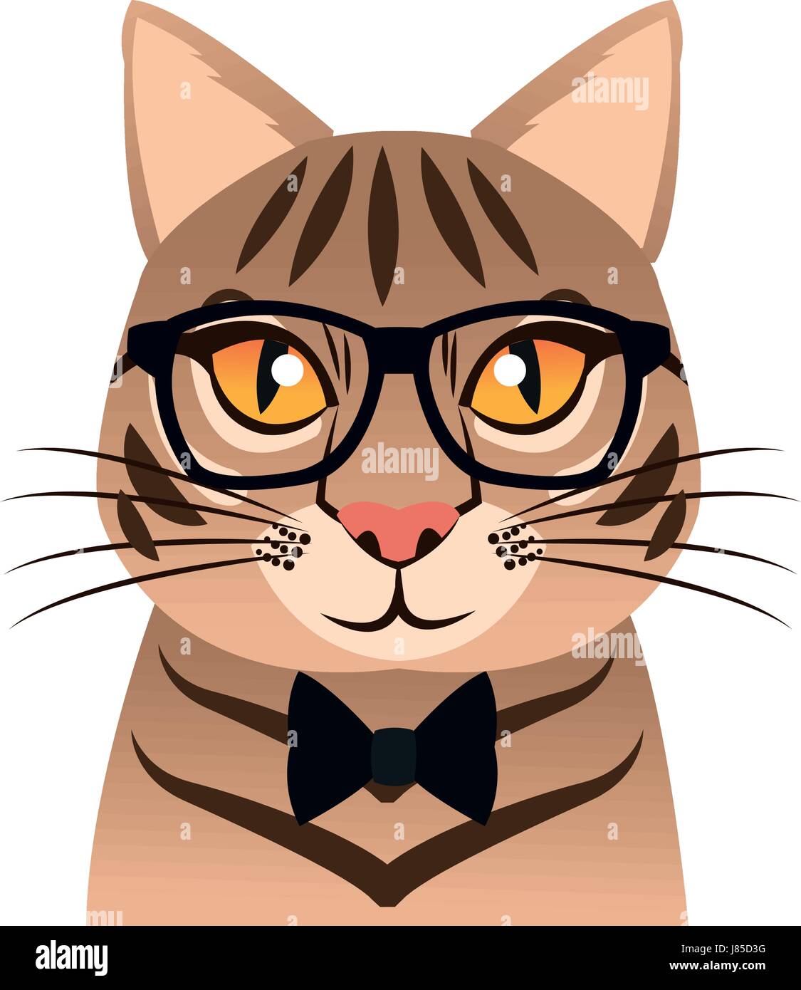portrait of cat with glasses fashion vector illustration Stock Vector ...