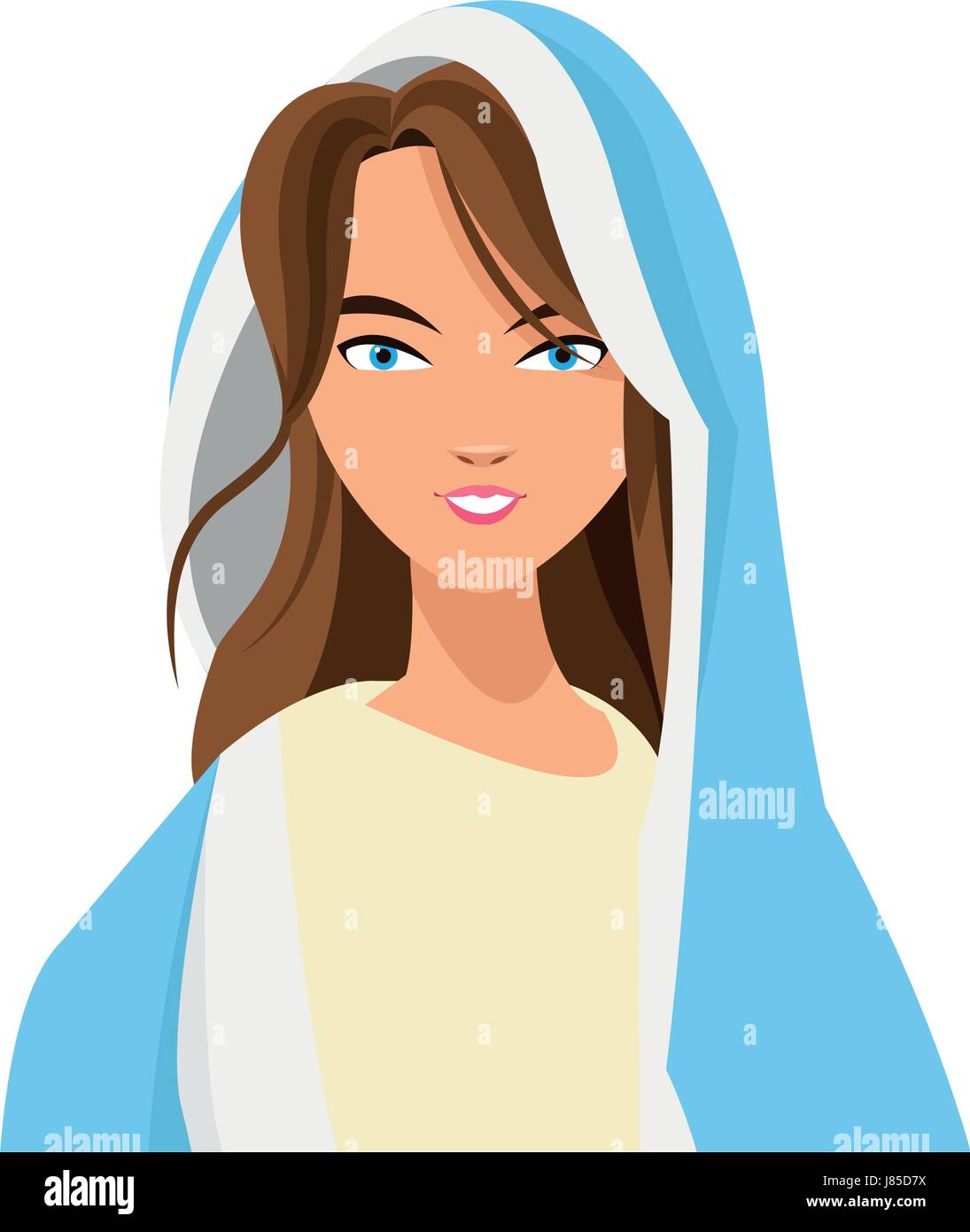 cartoon cute virgin mary character nativity design. vector illustration ...