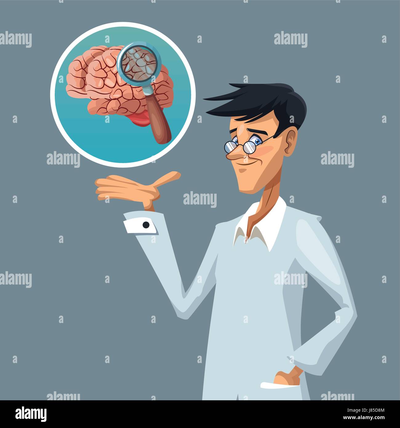 realistic color poster closeup scientist with research to brain Stock ...