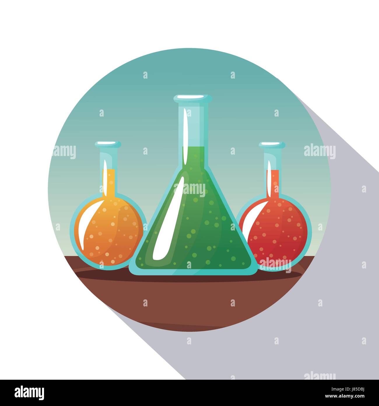 circular frame shading of poster closeup set glass beakers with formula ...
