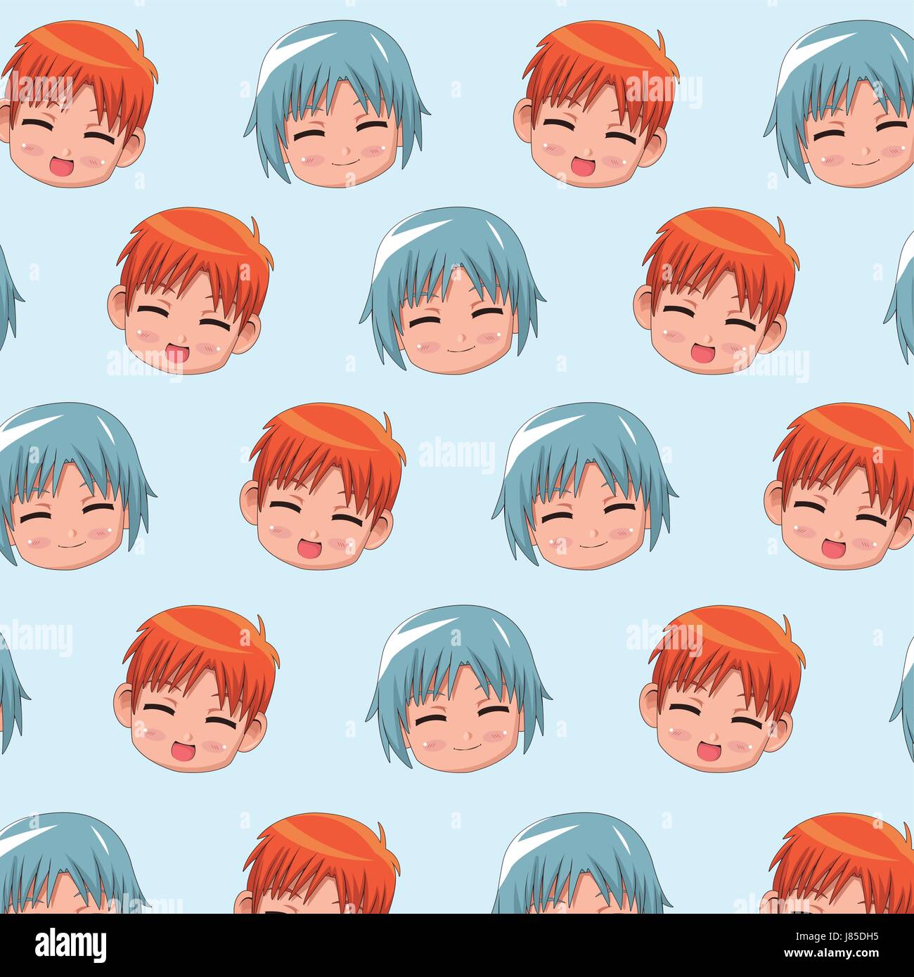 pattern face cute anime tennagers facial expression happiness Stock ...
