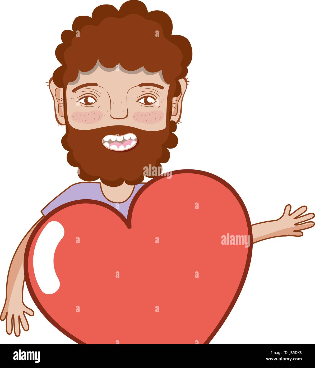 man with beard and heart in the chest, vector illustration Stock Vector ...