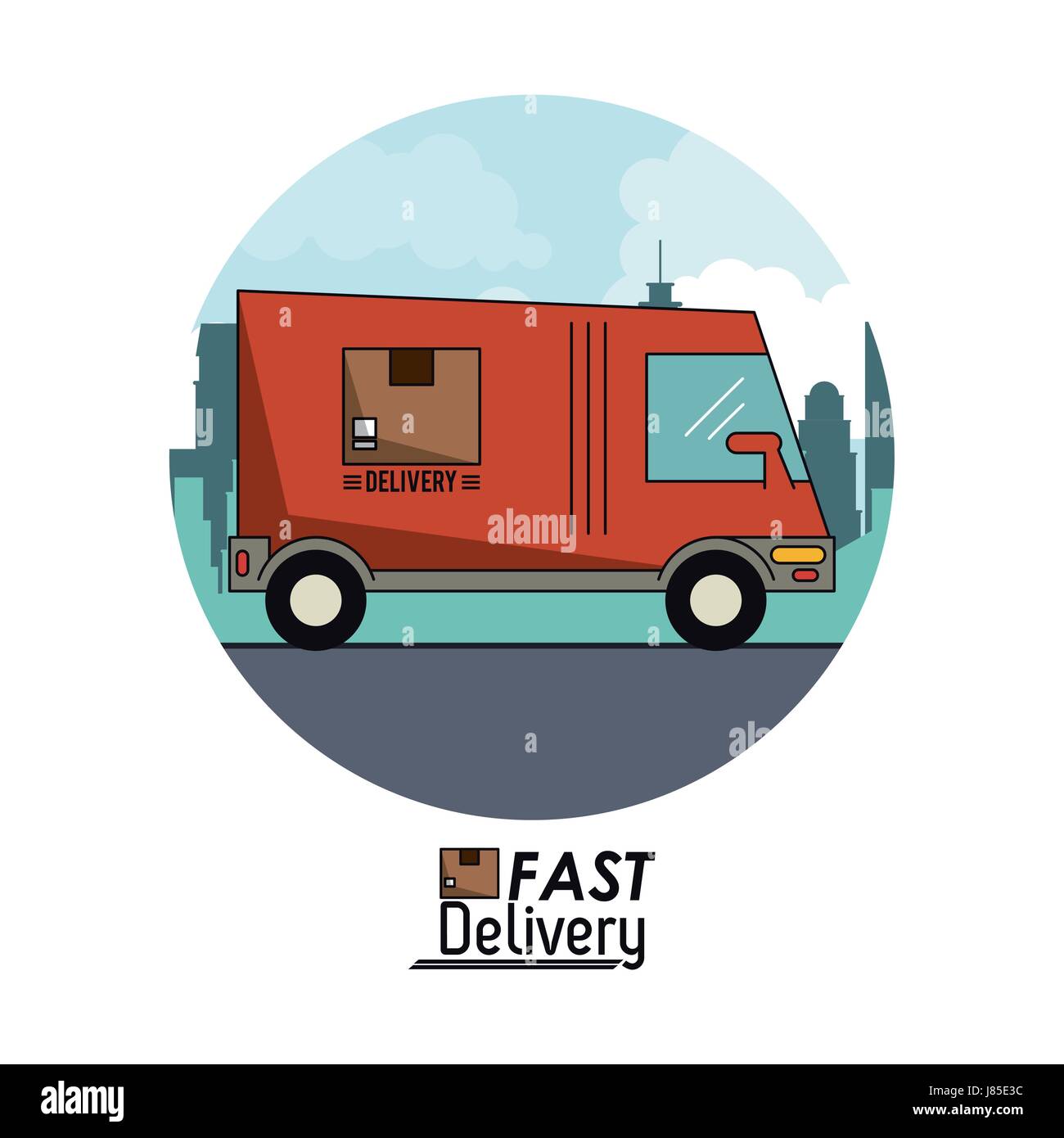 Delivery van landscape Stock Vector Images - Alamy