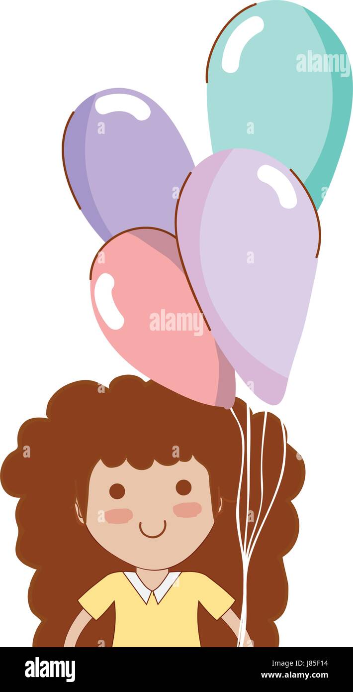 cute girl with balloons in the hand, vector illustration Stock Vector ...