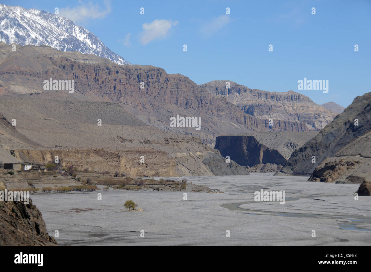 asia ravine river bed nepal mustang himalayas blue travel stone hike go ...