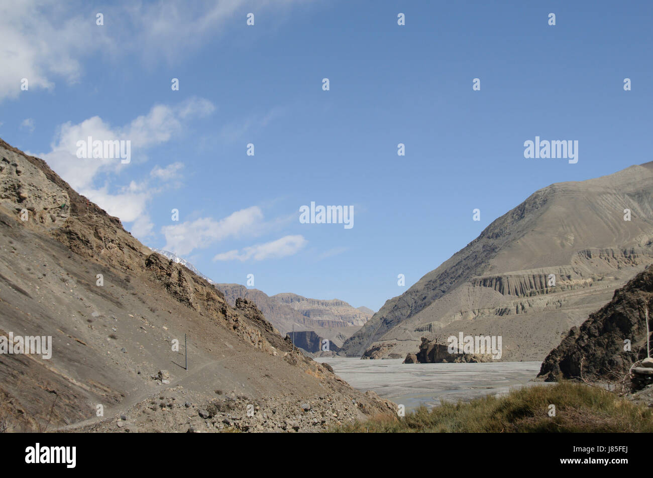 asia ravine river bed nepal mustang himalayas blue travel stone hike go ...