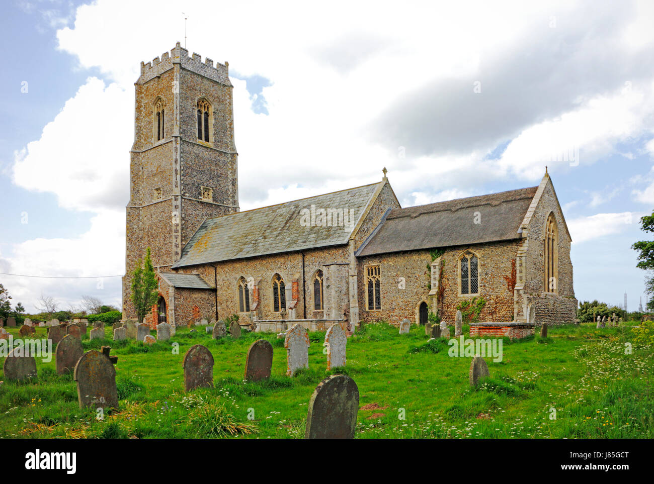 A view of the parish church of St Andrew at Bacton-on-Sea, Norfolk ...