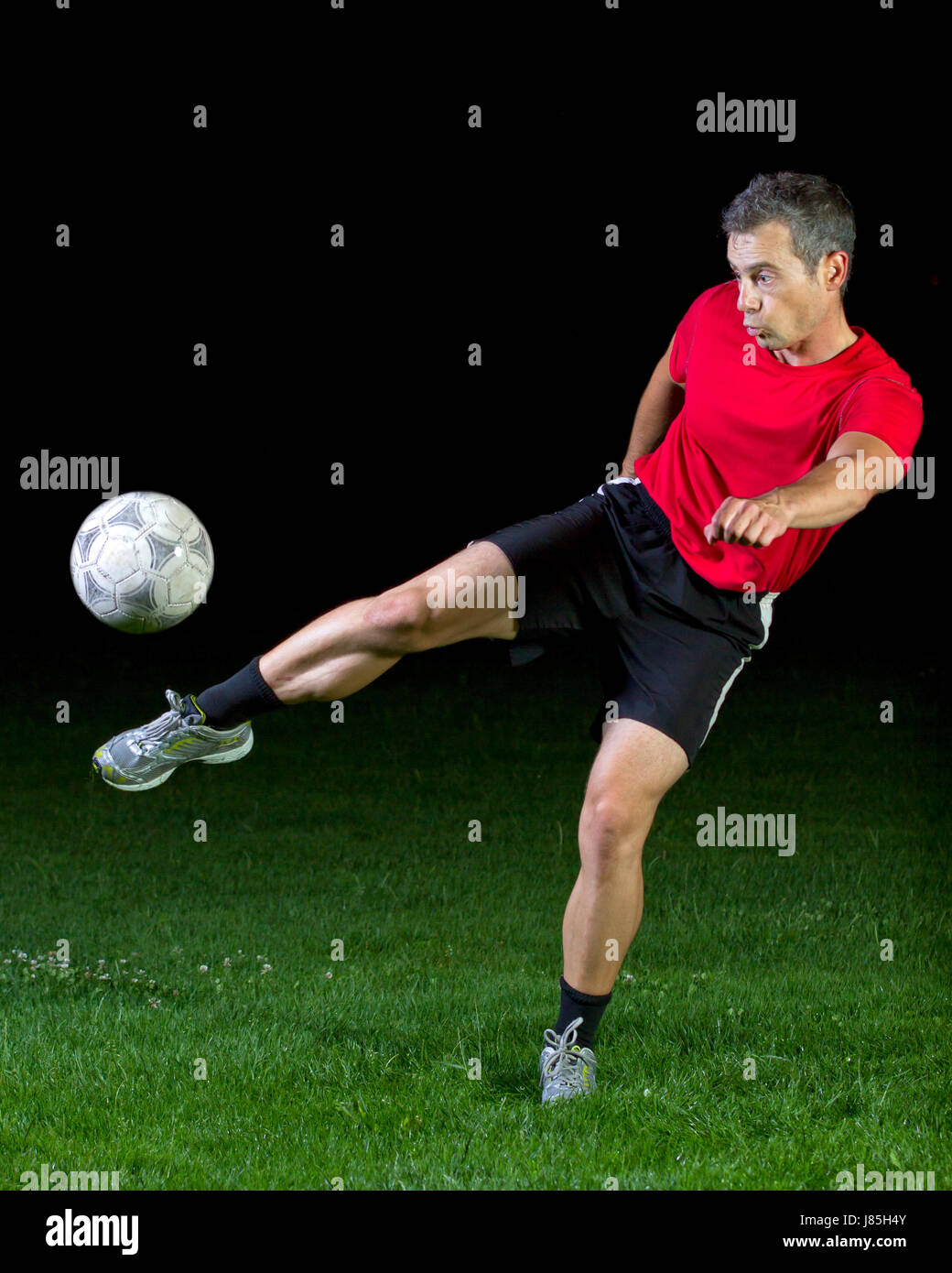 footballer in shooting target Stock Photo - Alamy