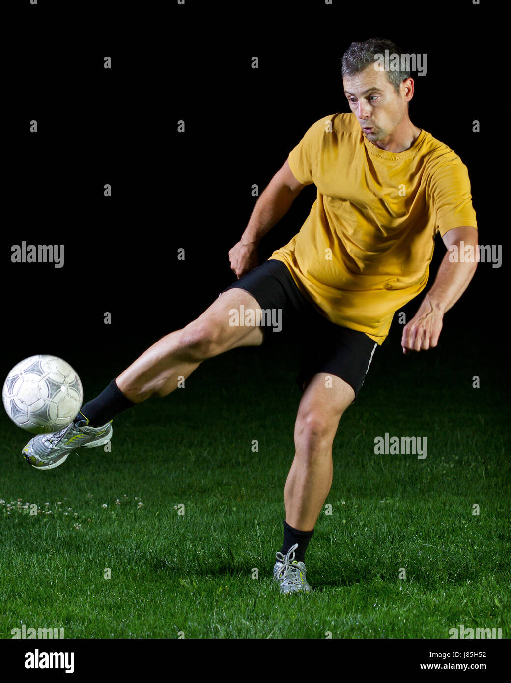 footballer at shooting target Stock Photo - Alamy