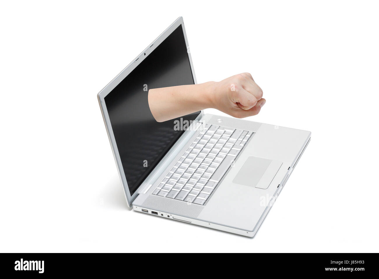 laptop notebook computers computer isolated fight fighting strong fist ...