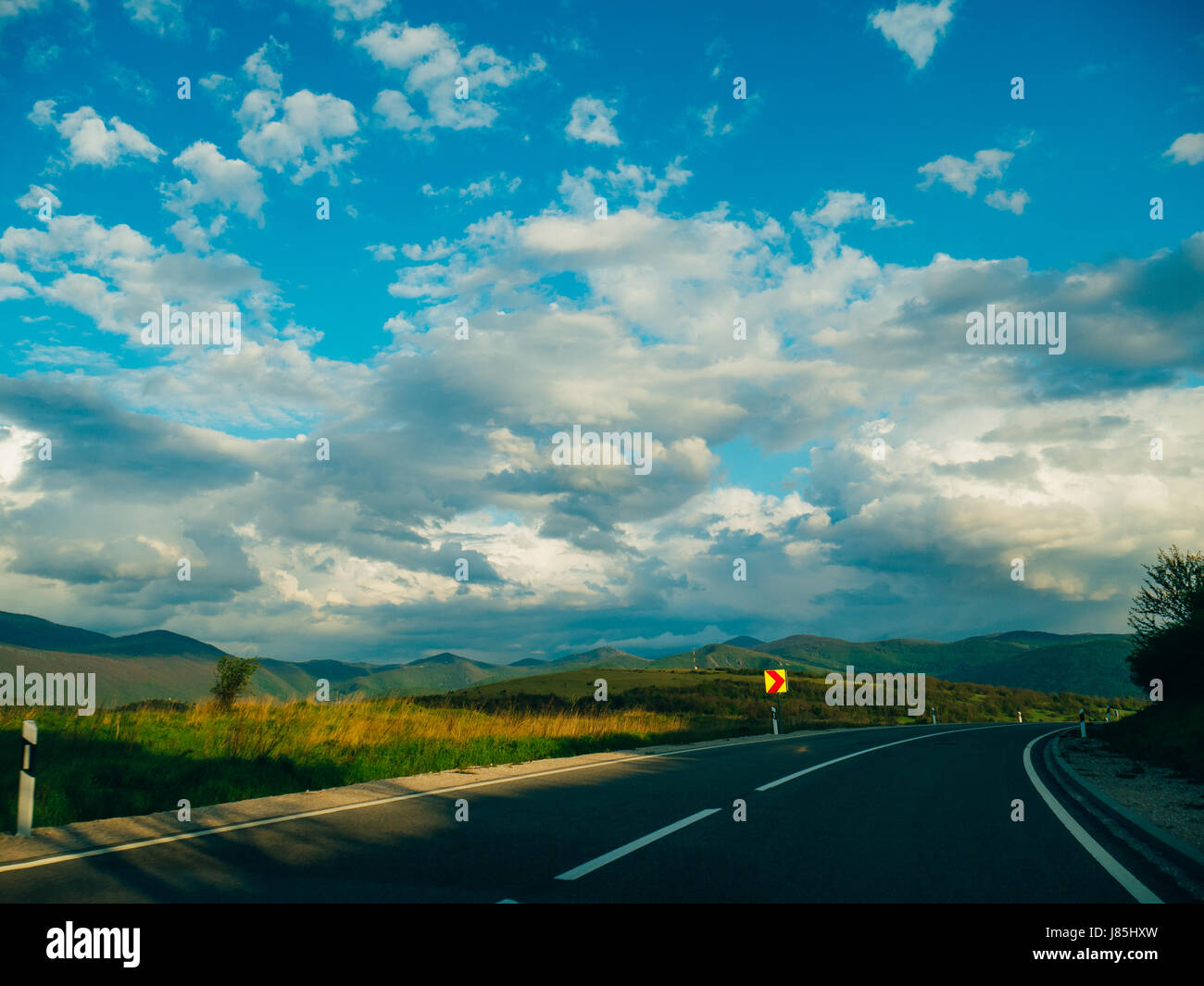 Highway. Motorway in Croatia. View of the car. The mountains and the ...