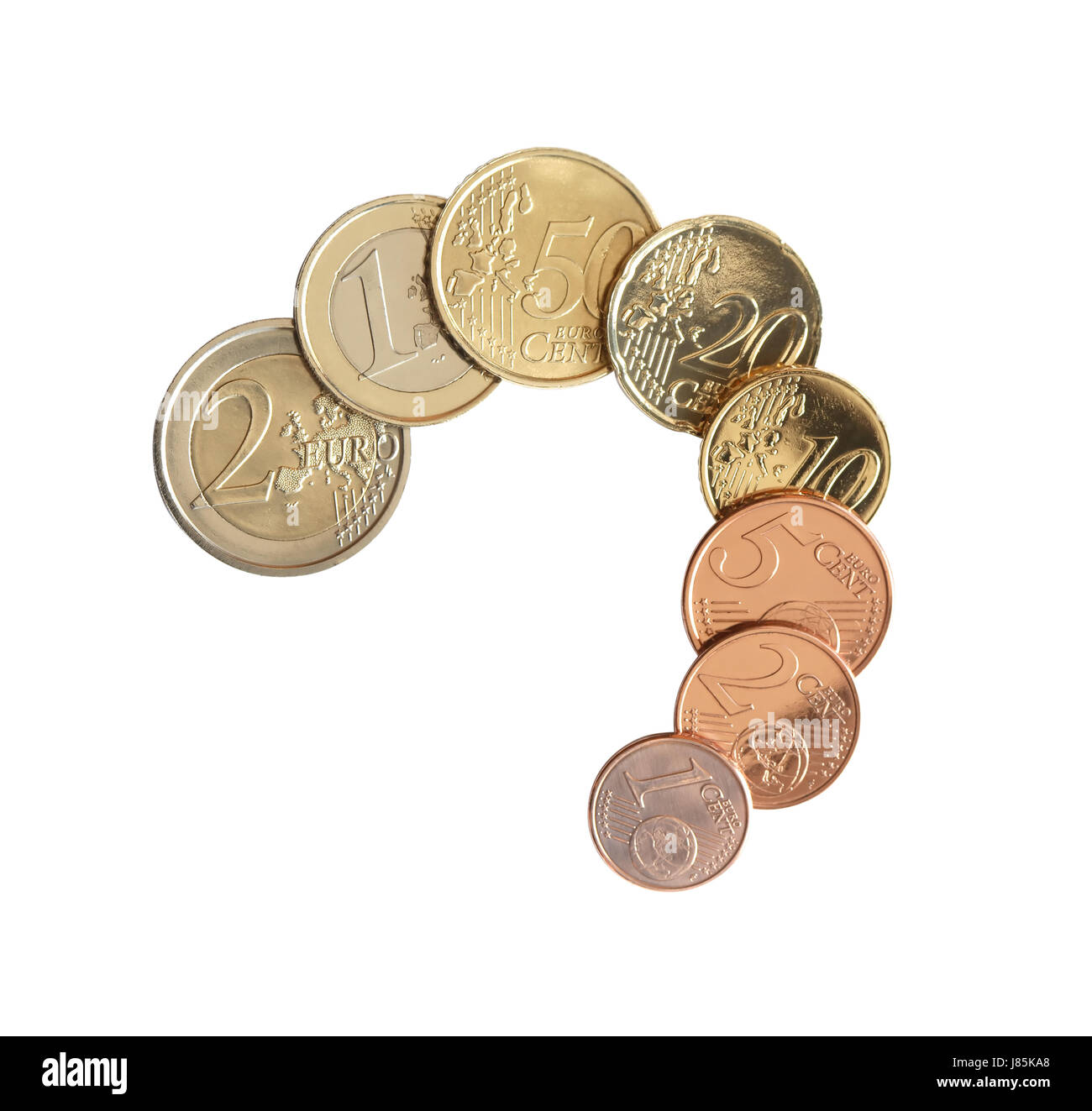 Set of European Union coins on white background. Clipping path is ...
