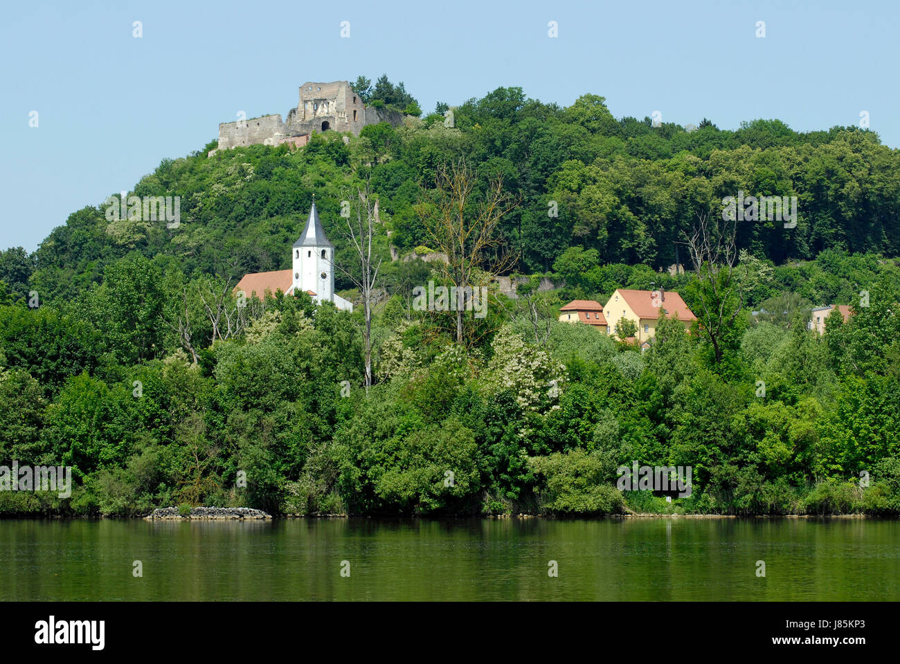 danube ruin ratisbon mountain scenery countryside nature river water ...