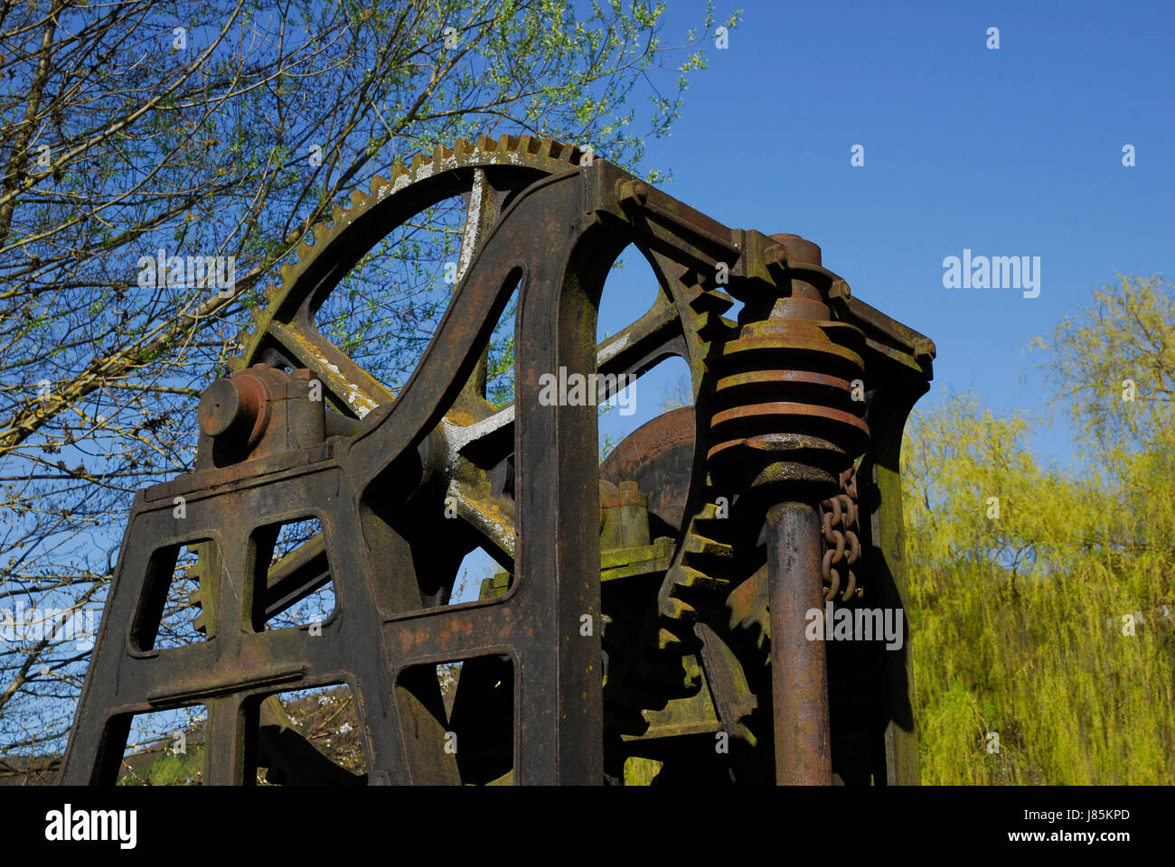historical monument iron wheel cogwheel sluice rust tooth system ...