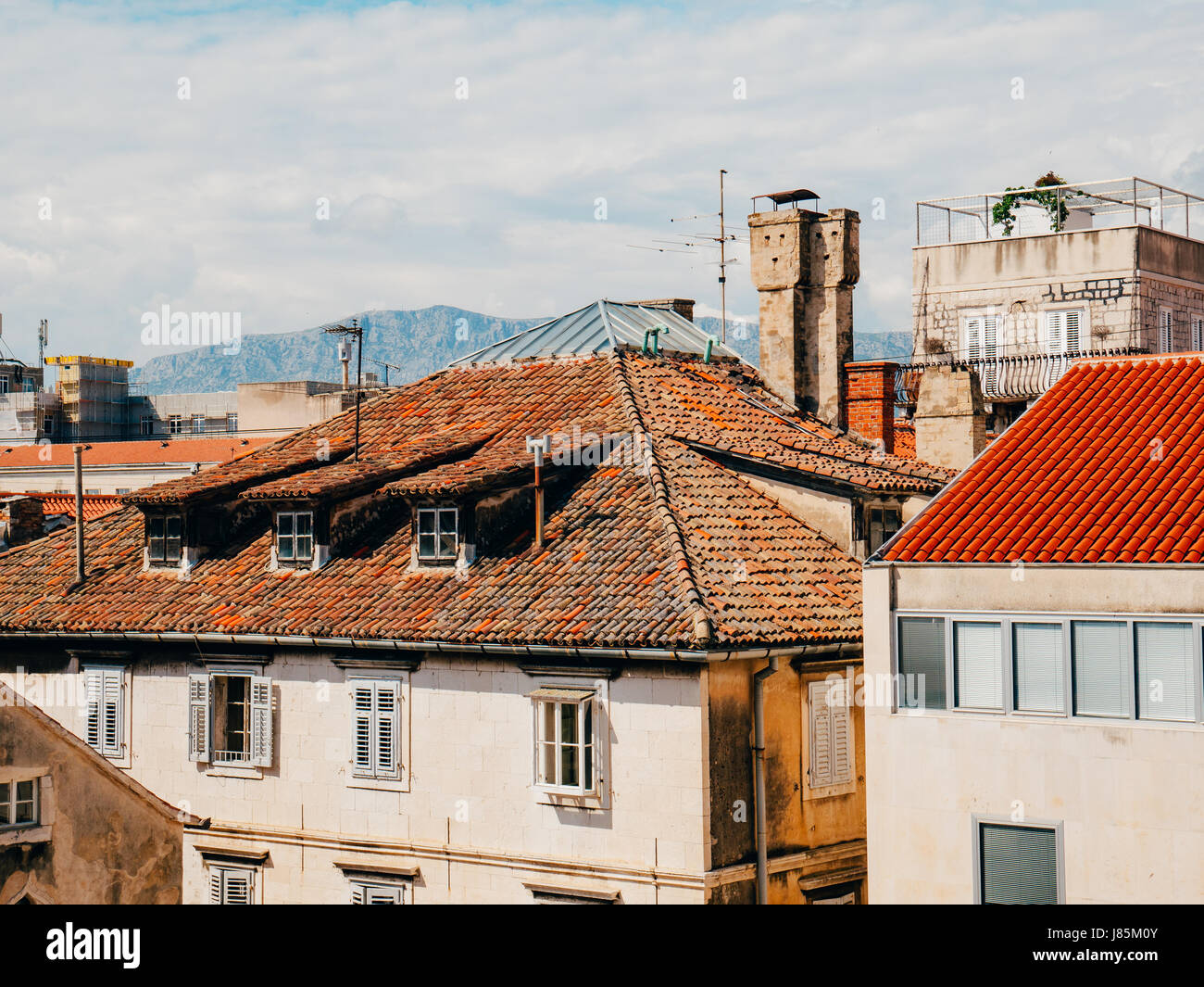 Orange tiles on the roof. Croatian architecture Stock Photo - Alamy