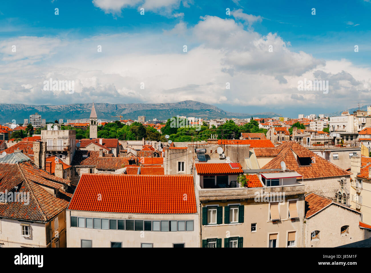 Split, old town, Croatia. View from the tower-bell tower to the whole ...