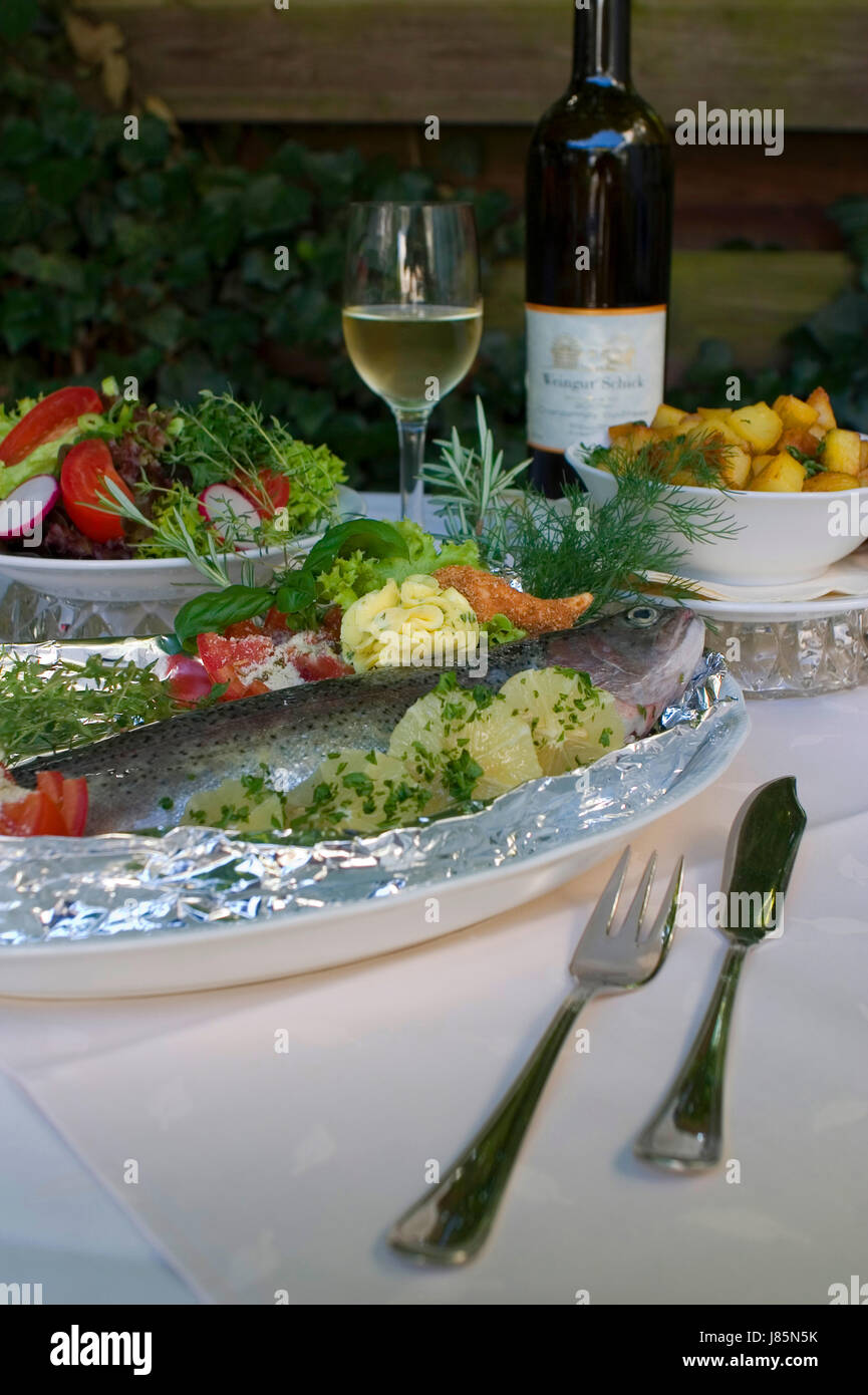 fish trout fish dish roasted potatoes potatoes potato potatoe ...