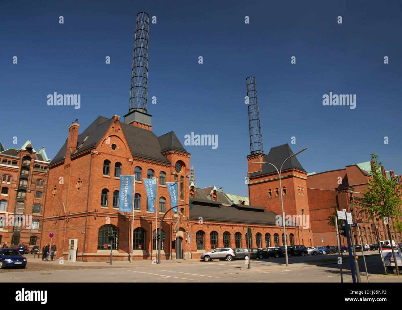 harbor hamburg harbours brick boiler room memory city street road blue ...