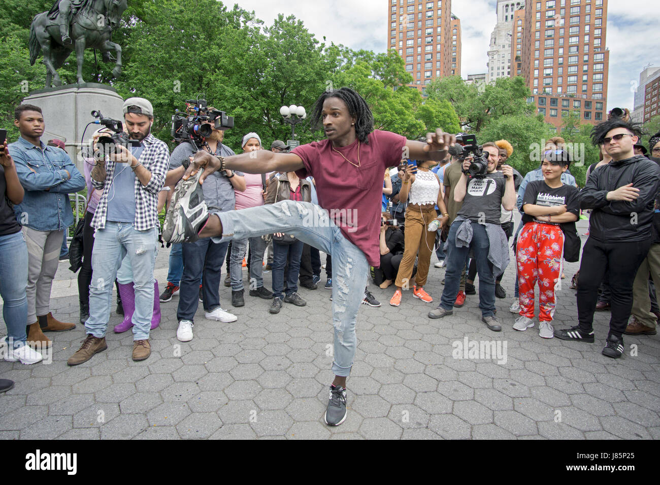 a fit African American dancer performing in a contest for exposure on ...