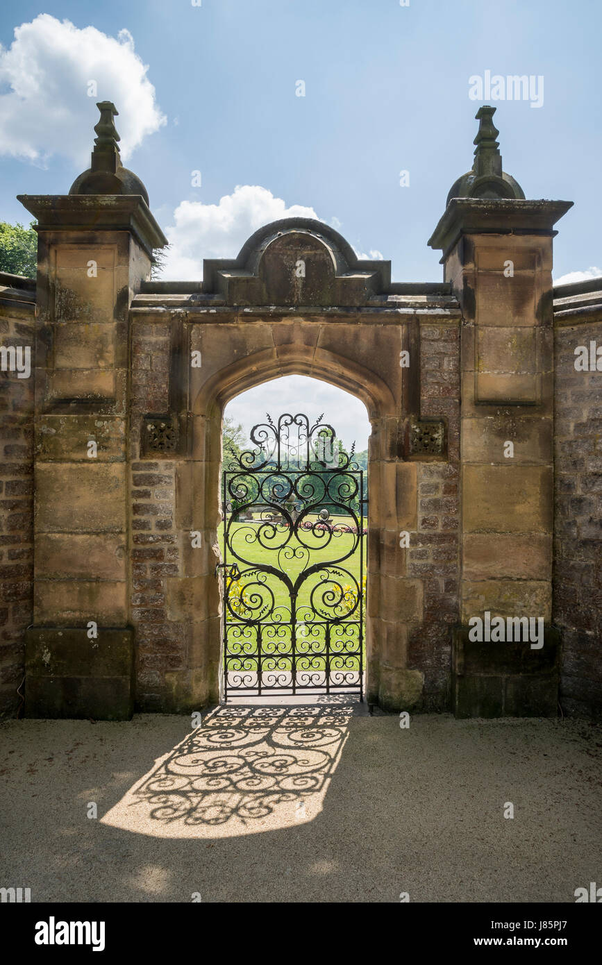 Entrance at Thornbridge hall gardens near Great Longstone, Derbyshire ...