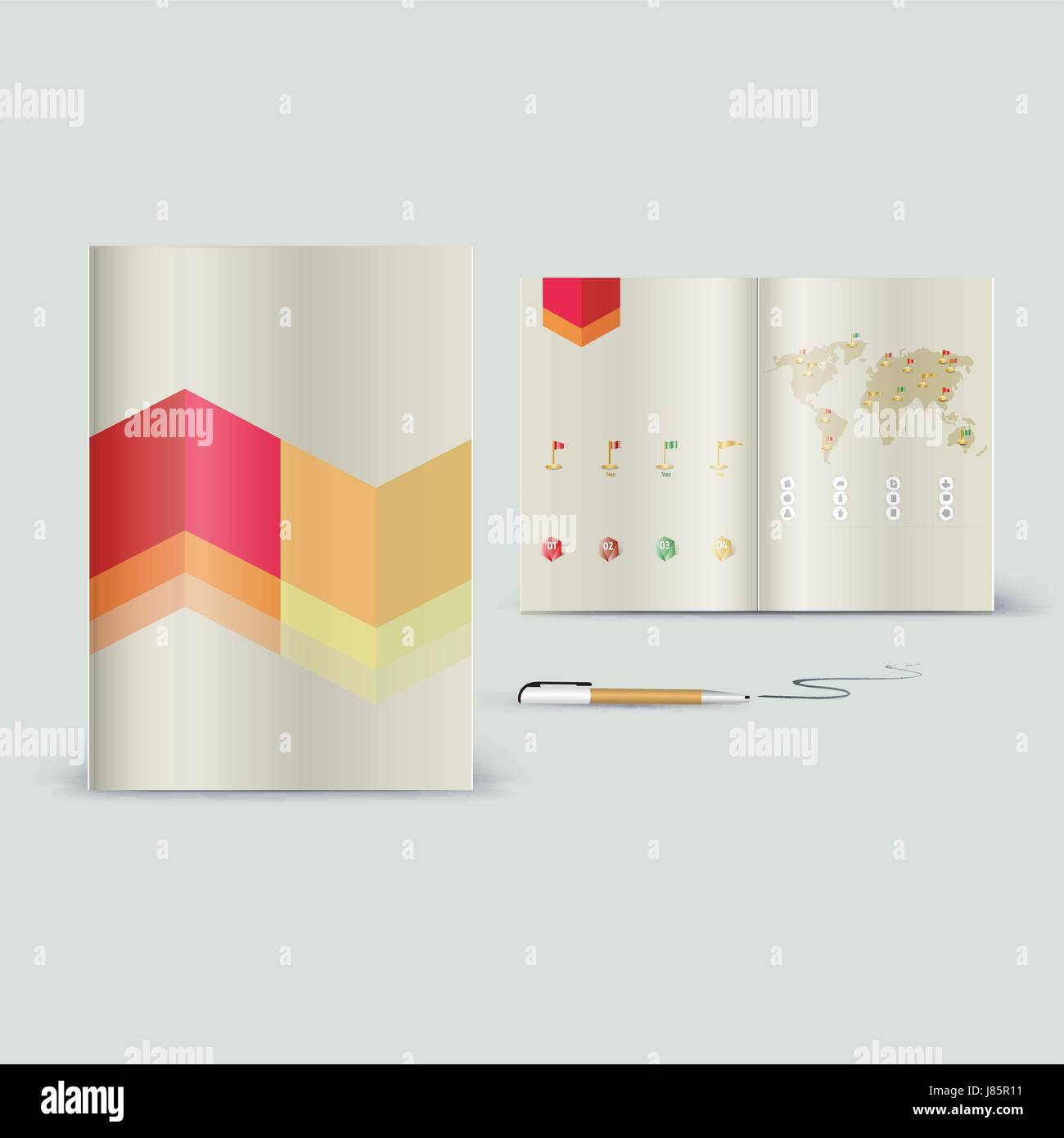 Corporate booklet promotion template with color elements. Vector ...