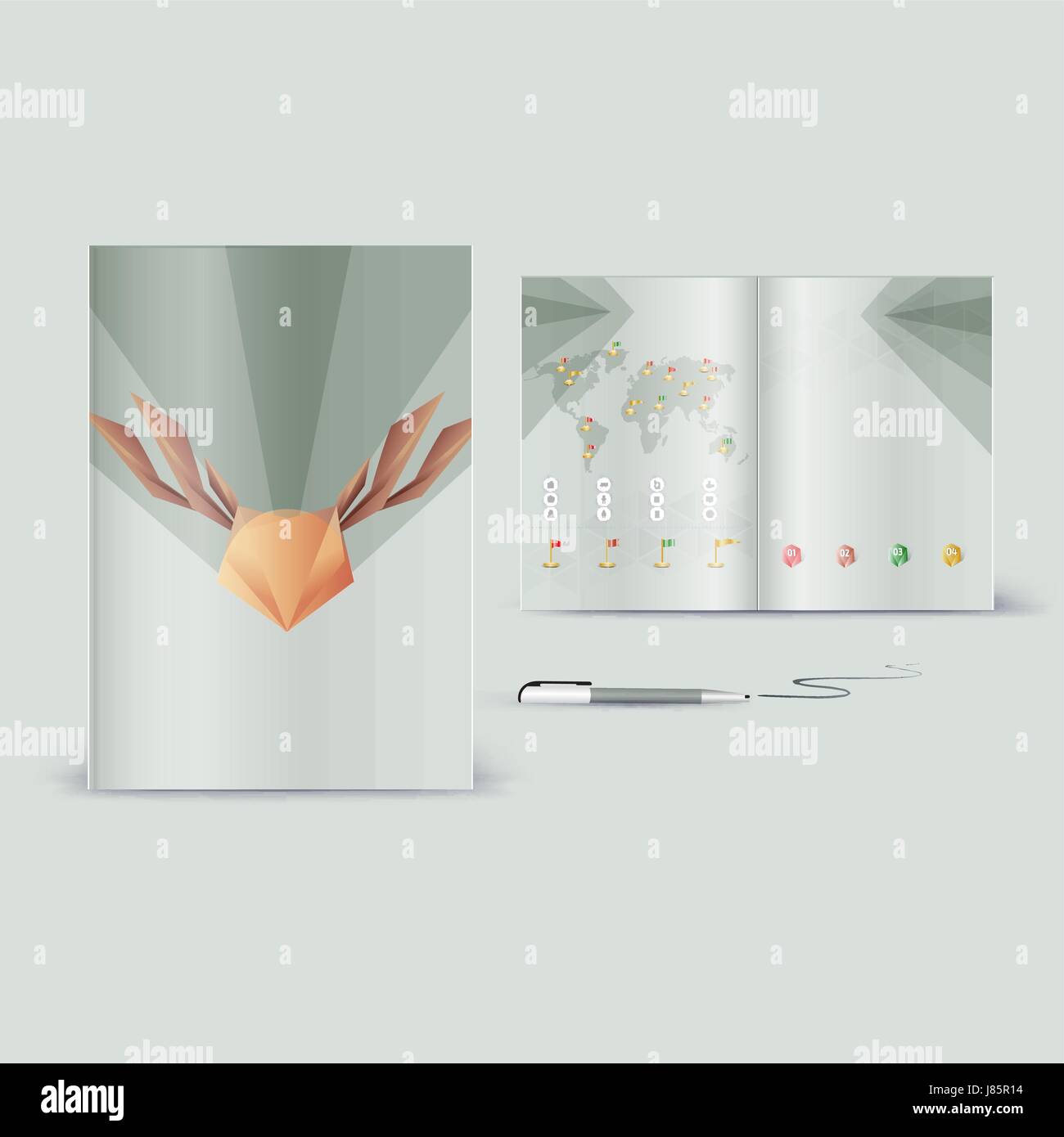 Corporate booklet promotion template with color elements. Vector ...