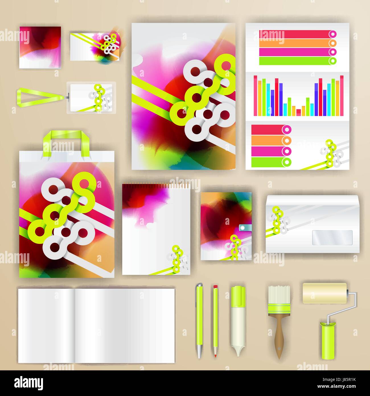 Corporate identity template with color elements. Vector company ...