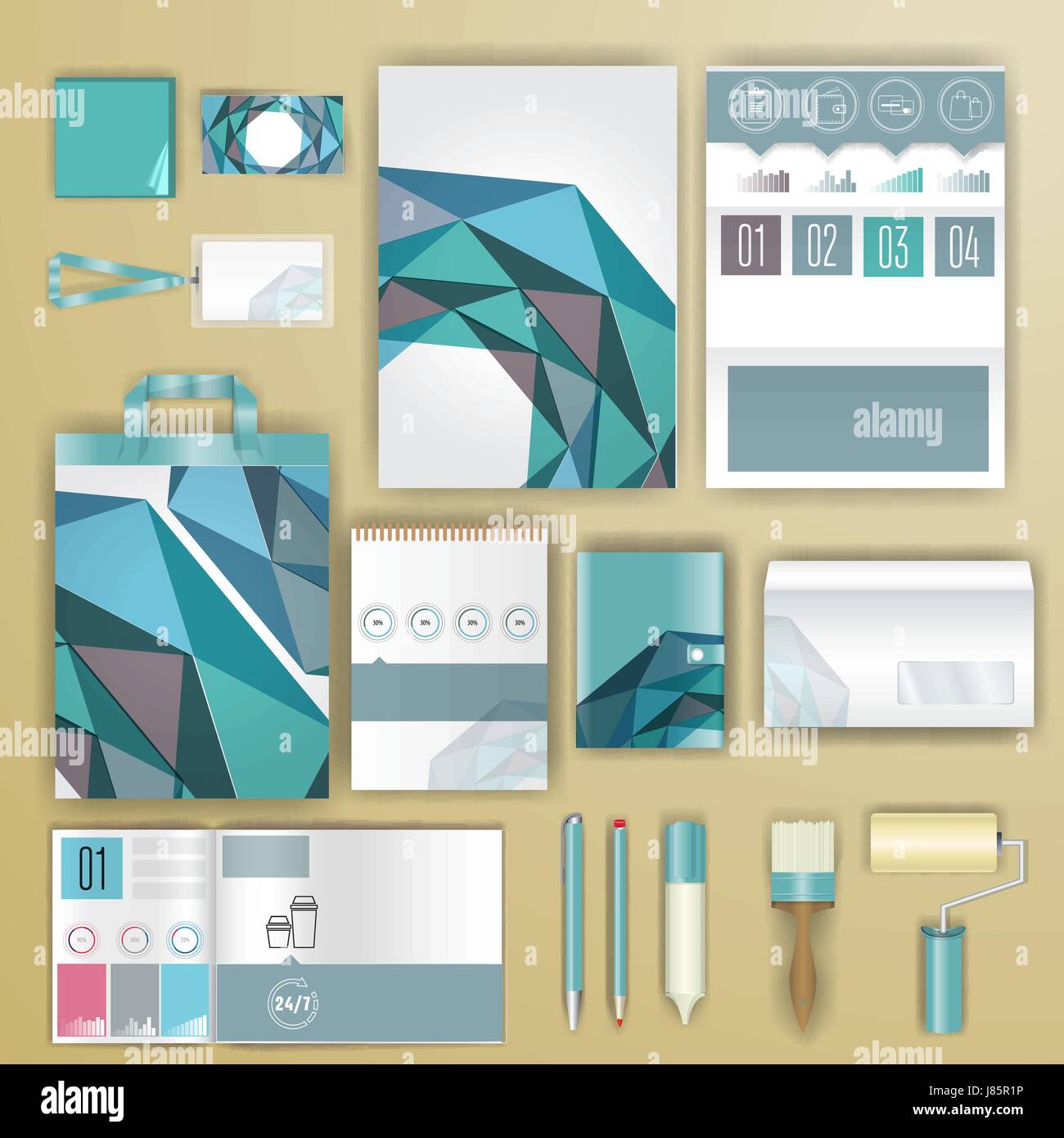 Corporate identity template with color elements. Vector company ...