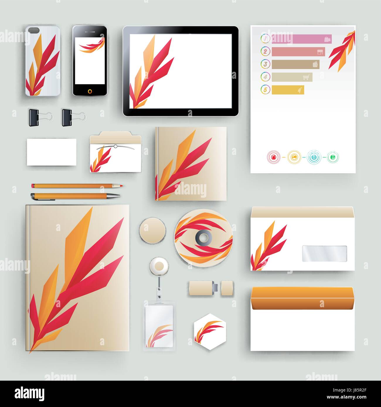 Corporate identity template with color elements. Vector company ...