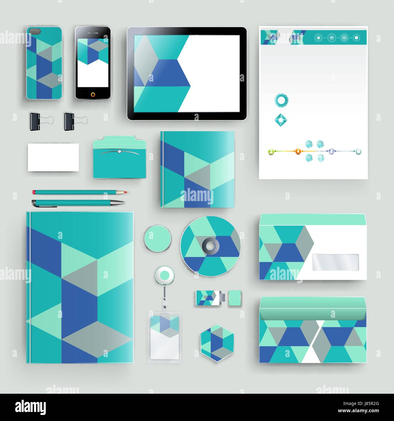 Corporate identity template with color elements. Vector company ...