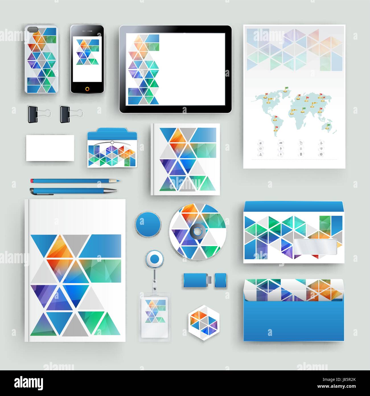 Corporate identity template with color elements. Vector company ...