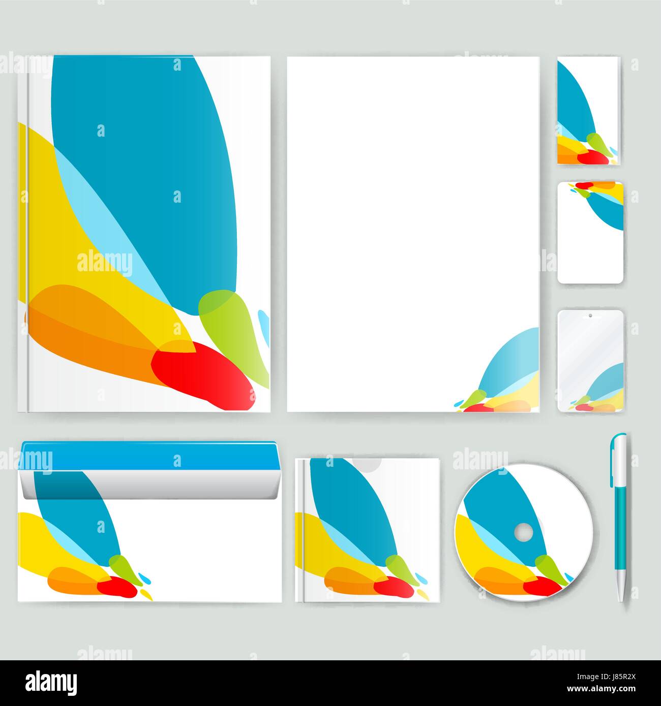 Corporate identity template with color elements. Vector company ...