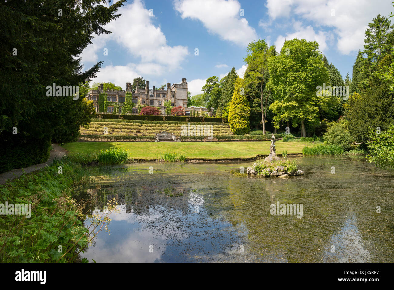 Koi lake at Thornbridge hall gardens near Great Longstone, Derbyshire ...