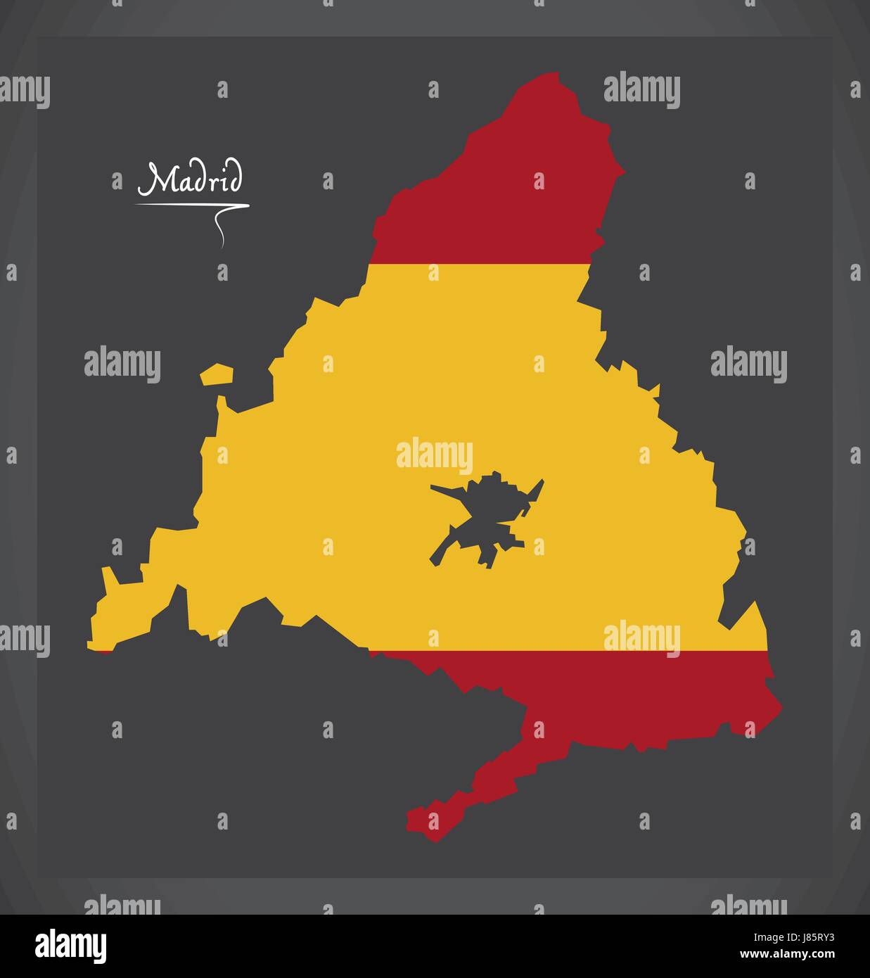 Madrid map with Spanish national flag illustration Stock Vector Image & Art - Alamy