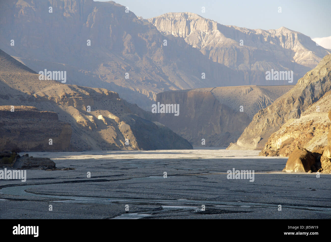 asia ravine river bed nepal mustang himalayas blue travel stone hike go ...